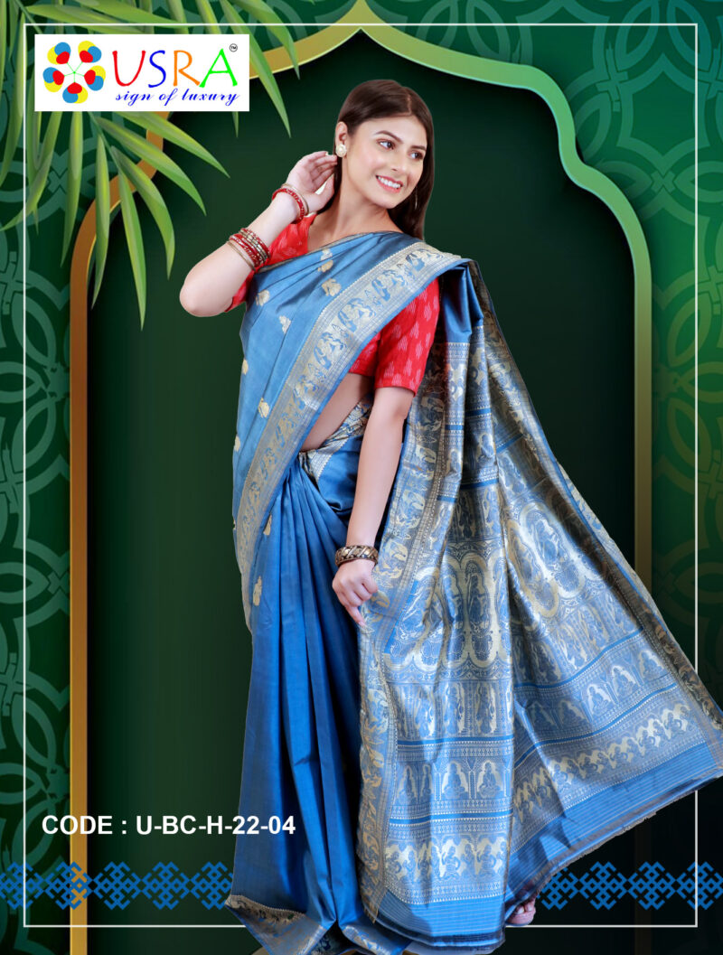 Royal Blue Baluchari Silk Saree - USRA