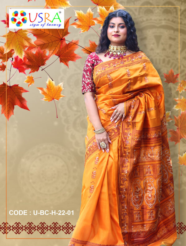 Golden Baluchari Silk Saree - USRA