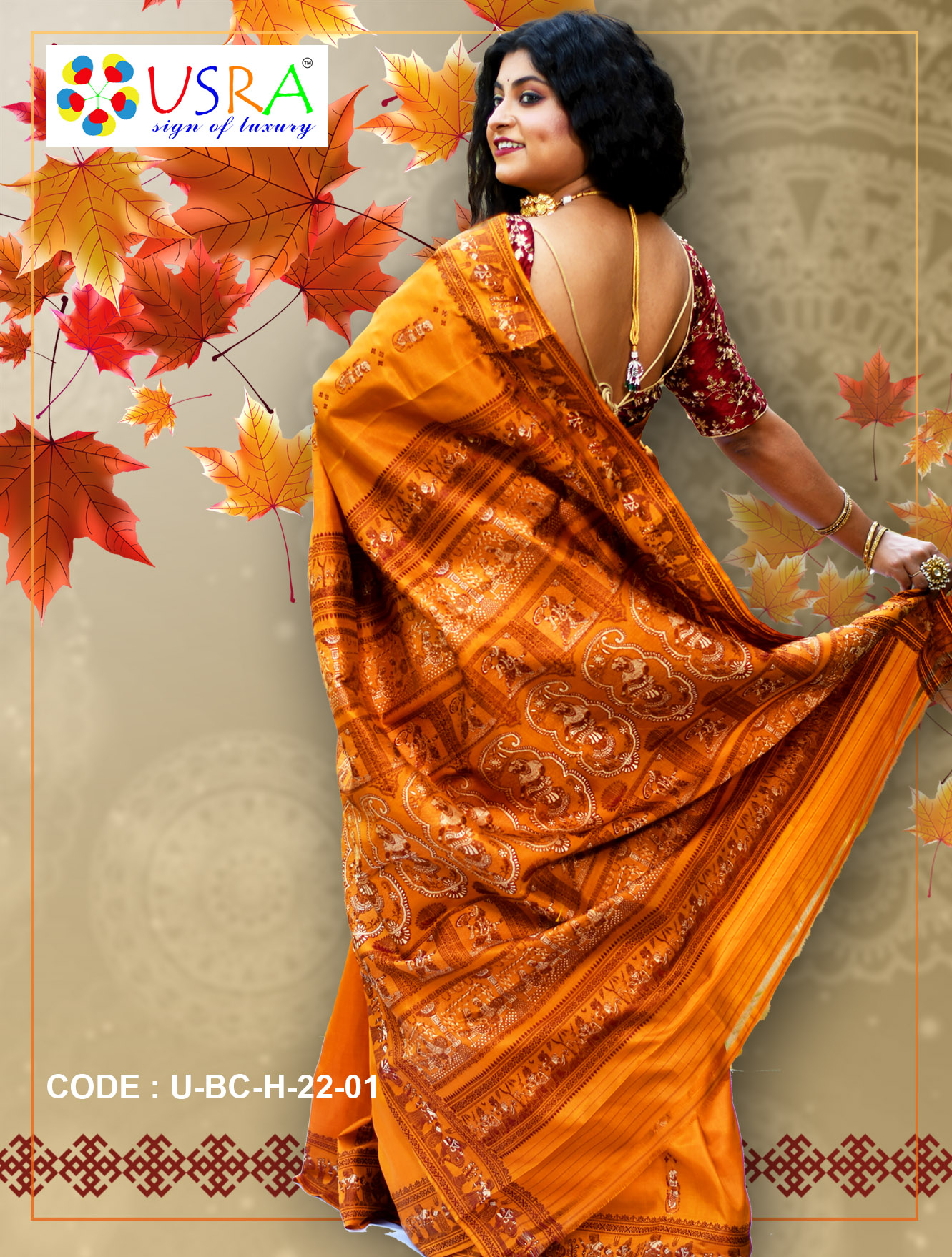 Golden Baluchari Silk Saree - USRA