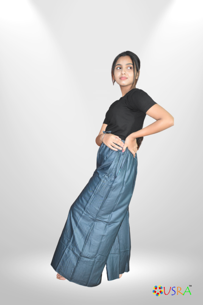 Beige & White Palazzo Pants for Women - USRA