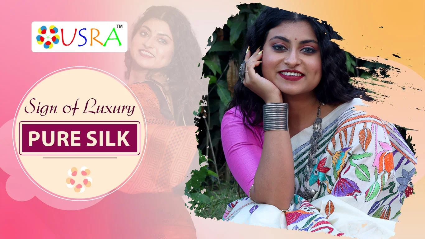 Buy Baluchari | Swarnachair | Kantha Stitch | Silk Sarees Online - USRA
